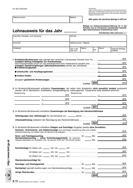 Lohnausweis für das Jahr