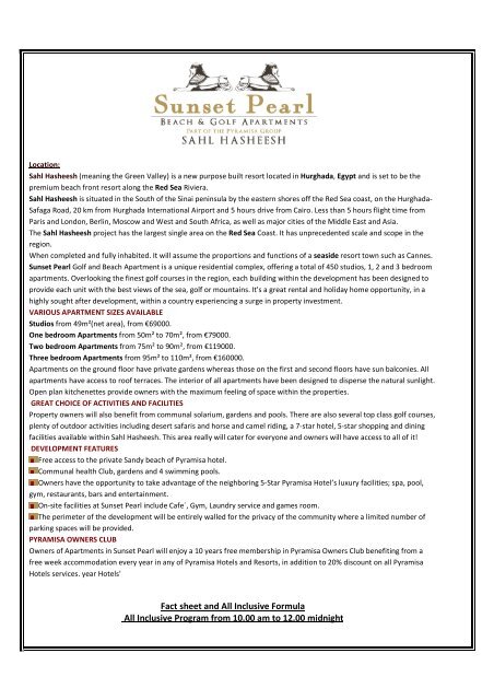 Fact sheet and All Inclusive Formula All Inclusive ... - Goadventure