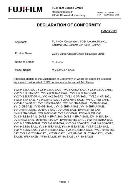 Declaration of Conformity