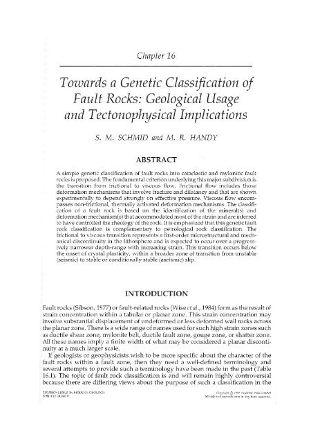 Towards a Genetic Classification of Fault Rocks: Geological Usage ... Towards a Genetic Classification of Fault Rocks: Geological Usage ...