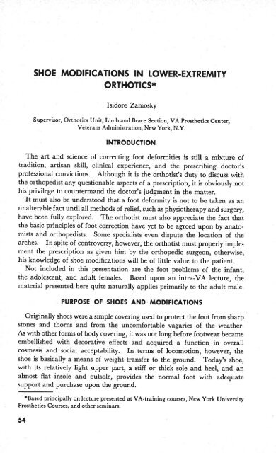 SHOE MODIFICATIONS IN LOWER-EXTREMITY ORTHOTICS*