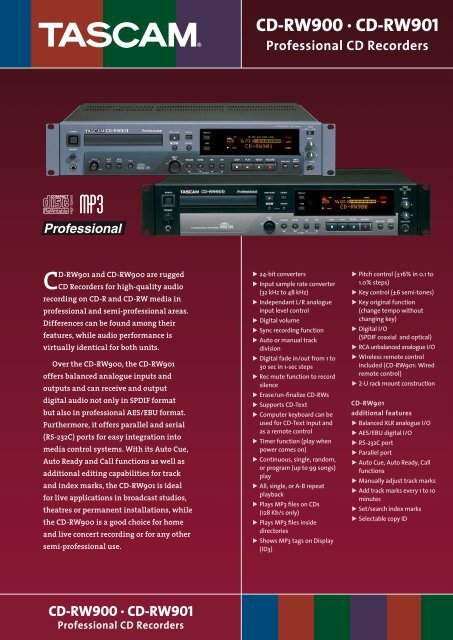 Tascam CD-RW900, CD-RW-901 - Save diffusion
