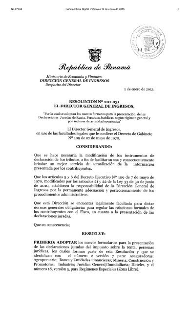 Resolucion 201 031 Nuevos Formatos Para Presentacion De Declaraciones
