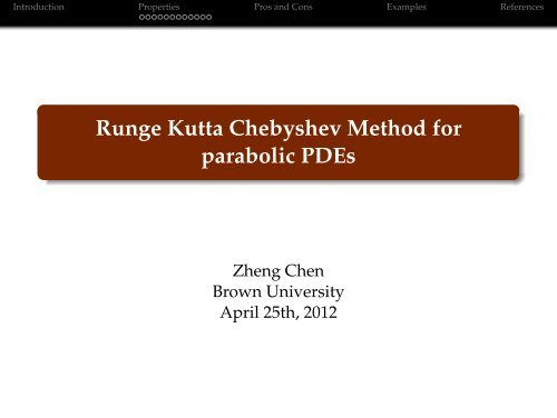 Runge Kutta Chebyshev Method for parabolic ... - Brown University