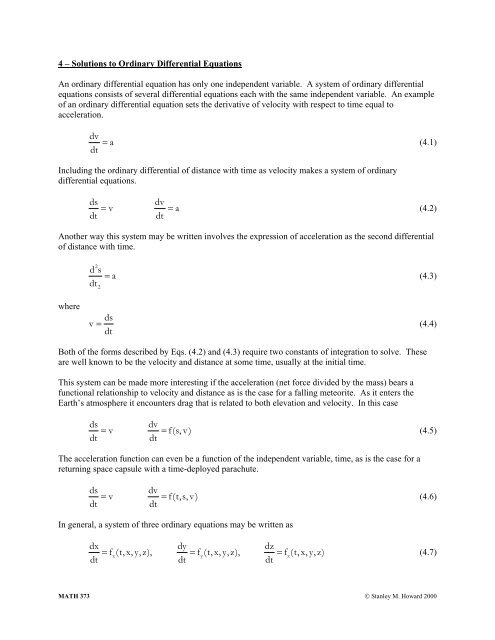 Runge Kutta Methods Math 373 