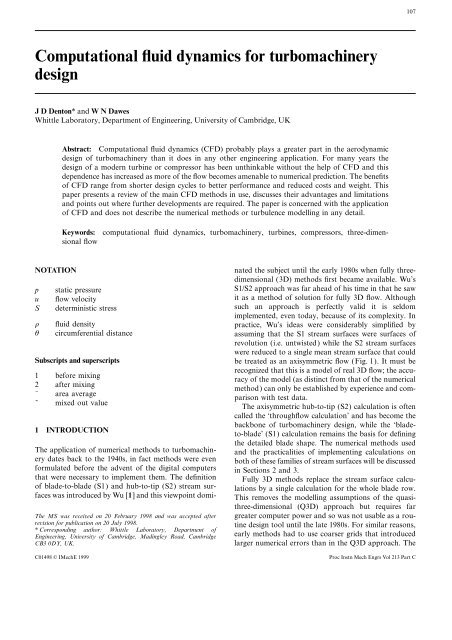 Computational fluid dynamics for turbomachinery design - Applied ...
