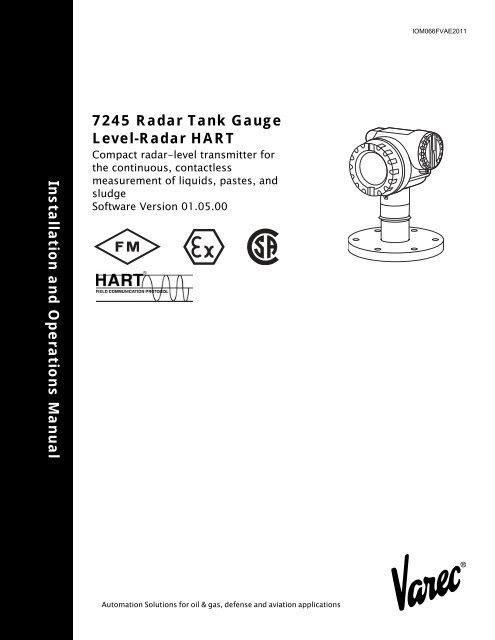 7245 Radar Tank Gauge Level-Radar HART (software ... - Varec, Inc.