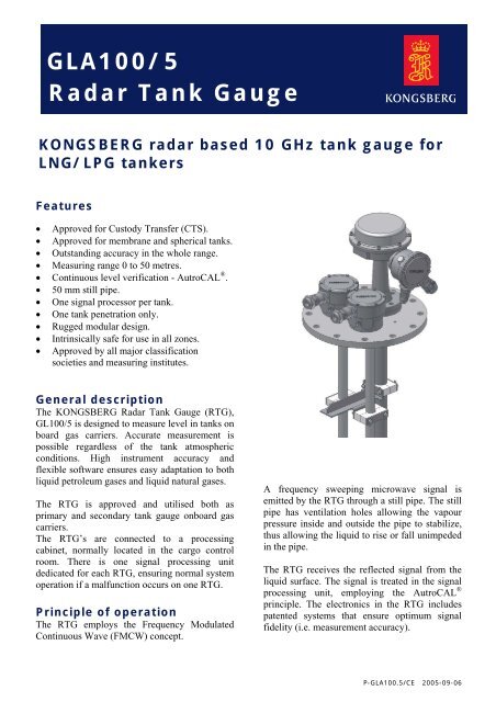 GLA100/5 Radar Tank Gauge - Kongsberg Maritime