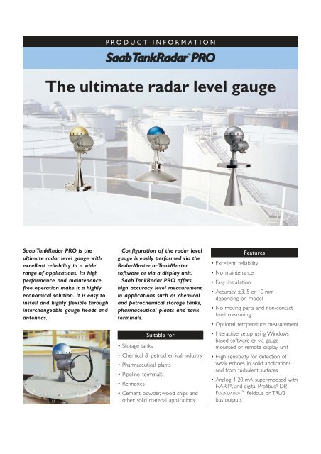 RTG 40B, The Ultimate Radar Level Gauge - Emerson Process ...