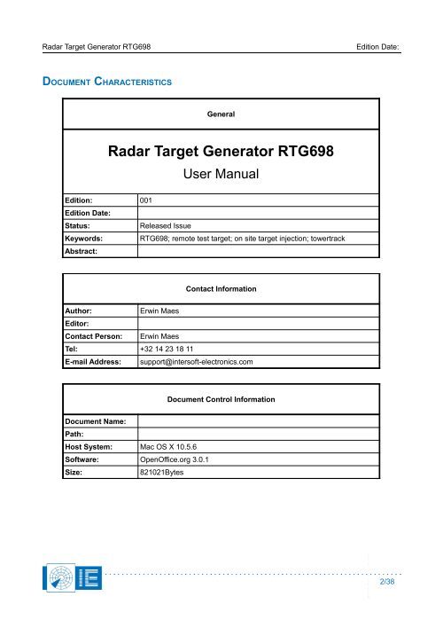 Radar Target Generator RTG698 - Intersoft Electronics