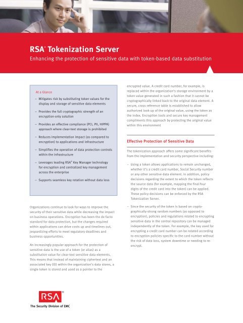 RSA Tokenization Server - EMC
