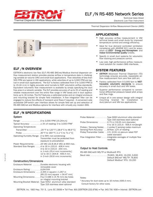 ELF /N RS-485 Network Series - Ebtron