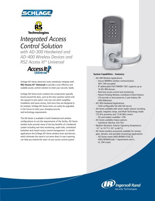 RS2 Integrated Access Control Solution Sheet with AD
