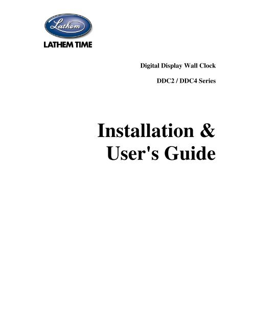Installation & User's Guide - Lathem Time Corporation
