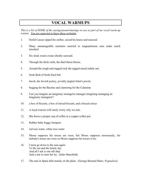 Vocal Warm-Ups - Red Dragon Players