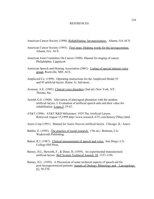 134 REFERENCES American Cancer Society (1990 ... - DrShute.com