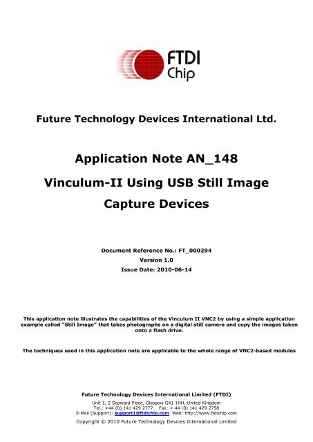 Vinculum-II Using USB Still Image Capture Devices - FTDI