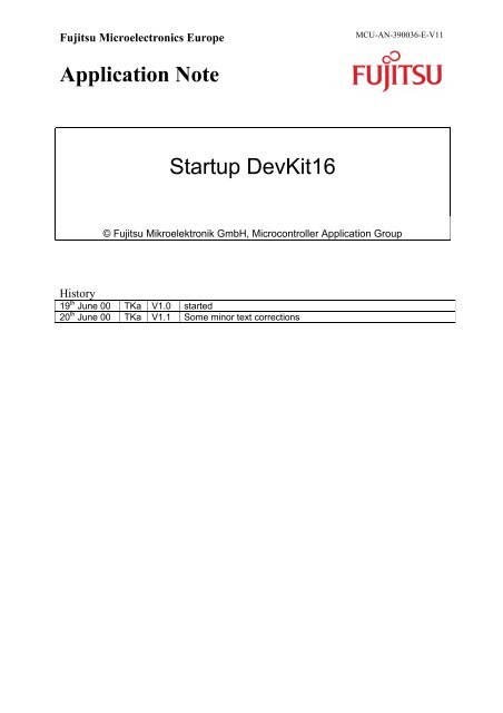 Application Note Startup DevKit16 - Microcontrollers - Fujitsu