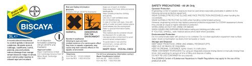 Biscaya Label - Bayer CropScience