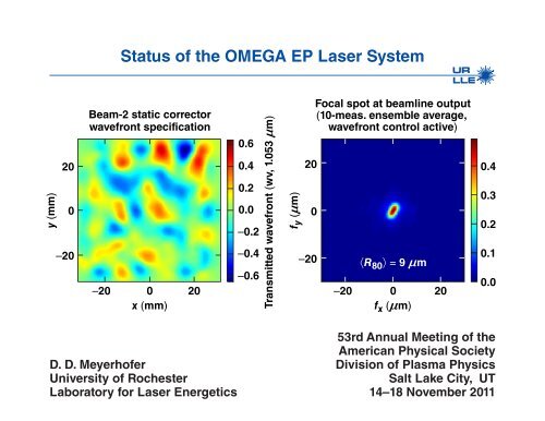 Status of the OMEGA EP Laser System - Laboratory for Laser ...