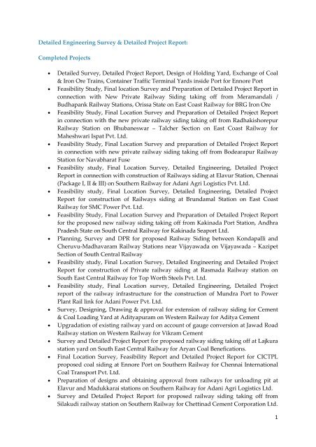 Detailed Engineering Survey and Detailed Project Report - Completed