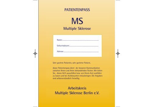 PATIENTENPASS Multiple Sklerose Arbeitskreis Multiple Sklerose ...