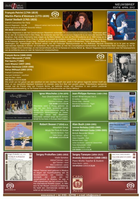 NIEUWSBRIEF Robert Beaser (*1954) e.a. Sergey Prokofiev (1891 ...
