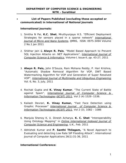 DEPARTMENT OF COMPUTER ENGINEERING - National Institute ...