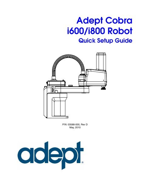 Adept Cobra i600/i800 Robot Quick Setup Guide - Your Intelligent ...