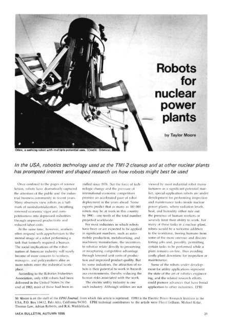 Robots for nuclear power plants. In the USA - IAEA