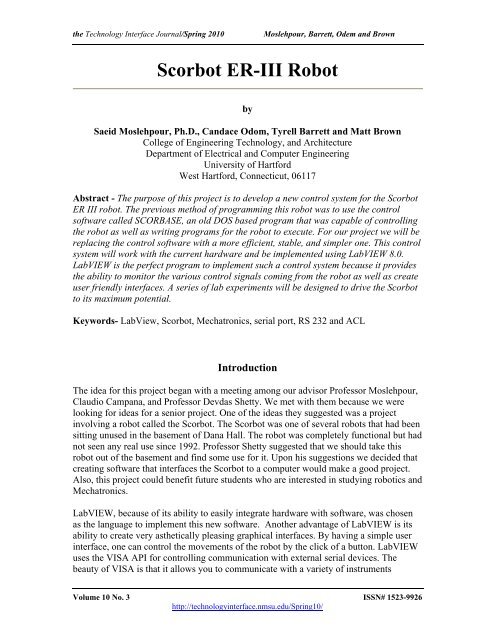 Scorbot ER-III Robot - The Technology Interface