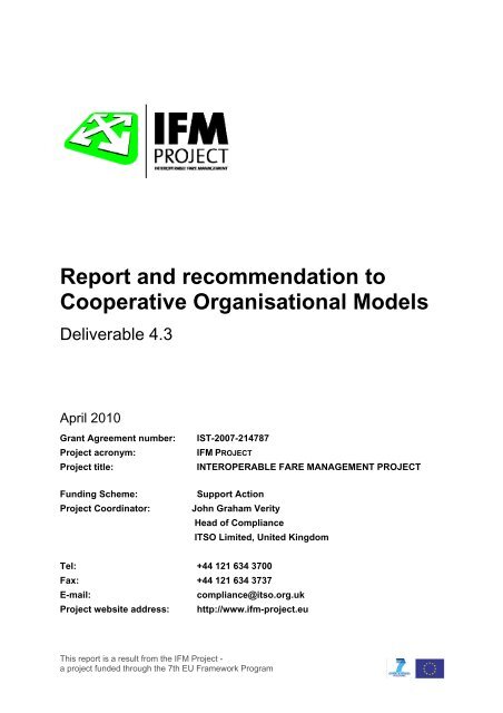 Report and recommendation to Cooperative ... - IFM Project