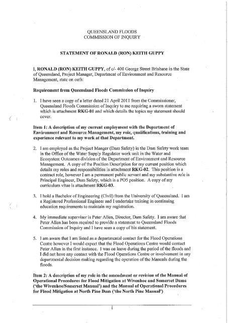statement of ronald (ron) keith guppy - Queensland Floods ...