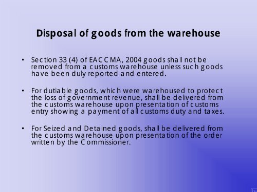 Disposal of goods from th