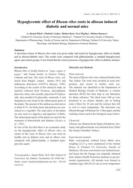 Hypoglycemic effect of Rheum ribes roots in alloxan