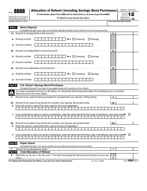 Form 8888 - Internal Revenue Service