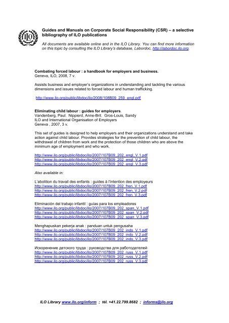 ILO Guides and Manuals - International Labour Organization