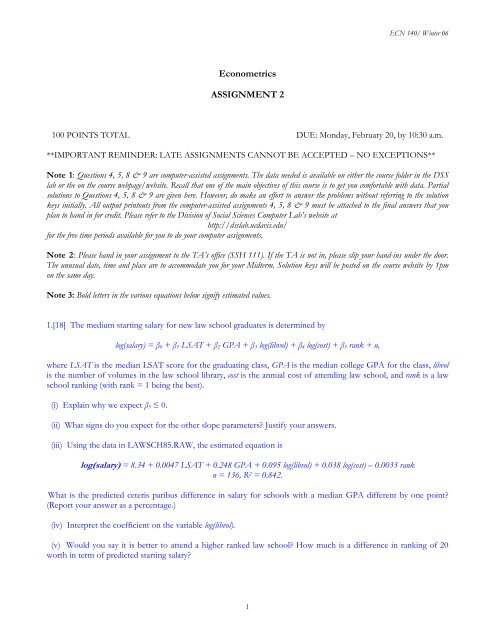 Econometrics Assignment 2