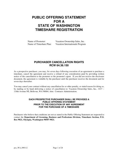 public offering statement for a state of washington - VI Members ...