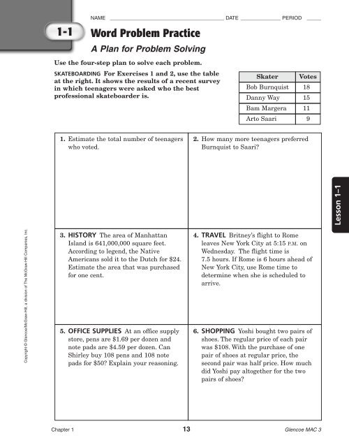 Word Problem Practice (2675.0K) - McGraw-Hill Higher Education