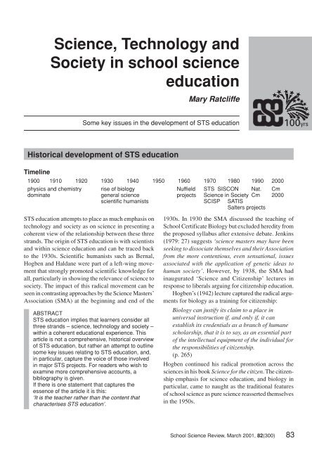 Science, Technology and Society in school science education