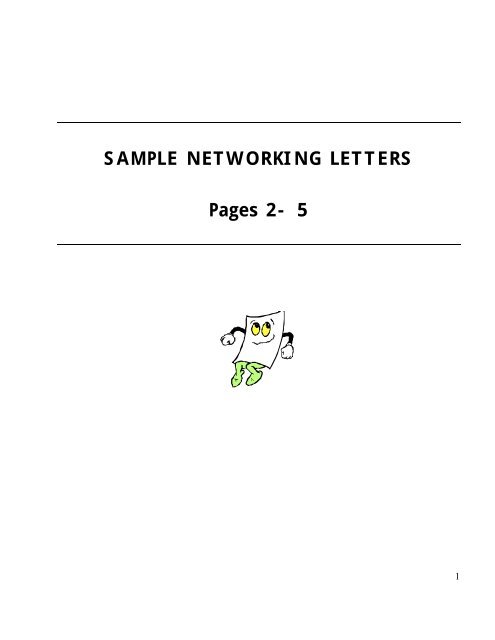 SAMPLE NETWORKING LETTERS