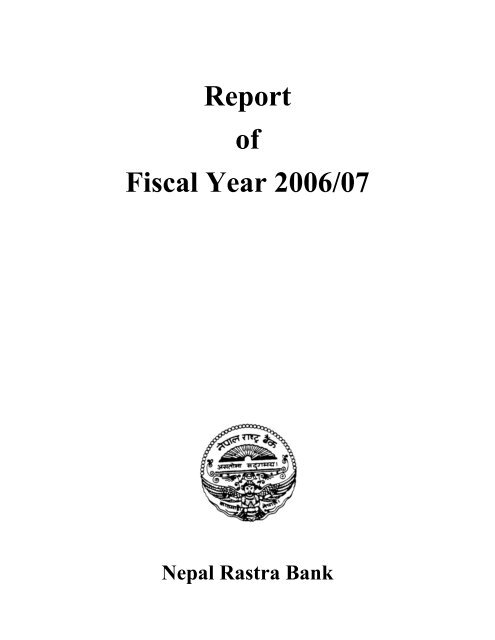 Report of Fiscal Year 2006/07 - Index of - Nepal Rastra Bank