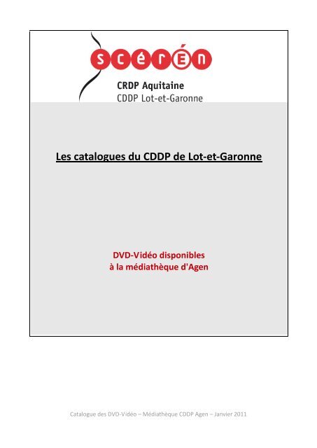 Les catalogues du CDDP de Lot-et-Garonne - CRDP Aquitaine ...