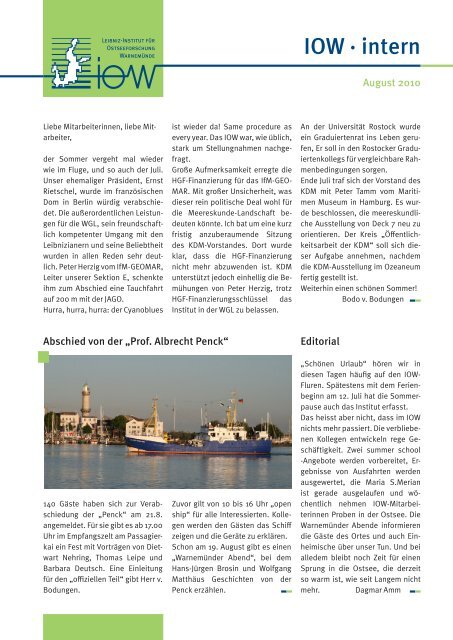 IOW-intern II/2010 - Forschungstaucher - Universität Rostock