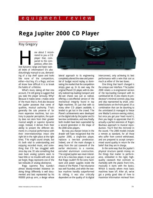 Rega Jupiter 2000 CD Player - Plurison