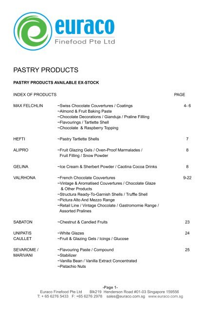 PASTRY PRODUCTS - Euraco