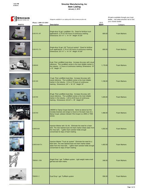 Smucker Mfg. Product and Parts - Riggins R-Co