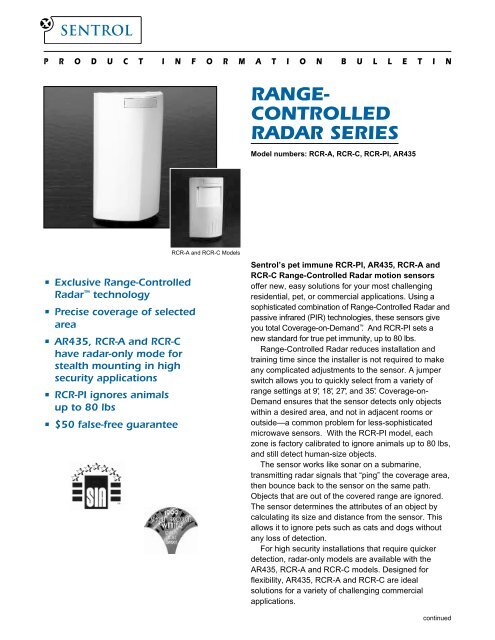 sentrol rcr-11 (ar-435) - Elvey Security Technology