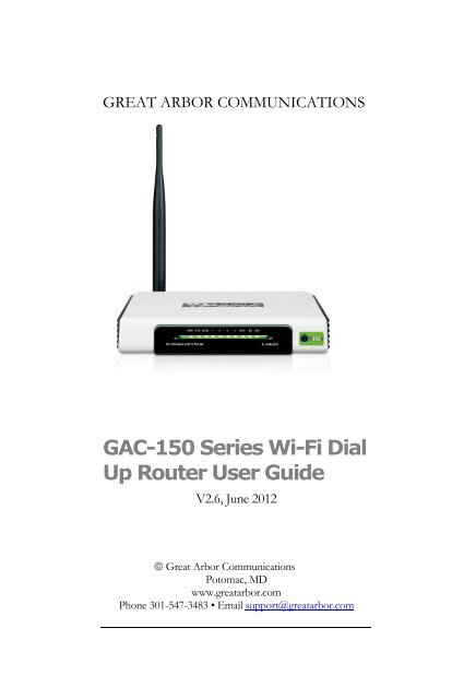 GAC-150 Series Wi-Fi Dial Up Router User Guide - Great Arbor ...